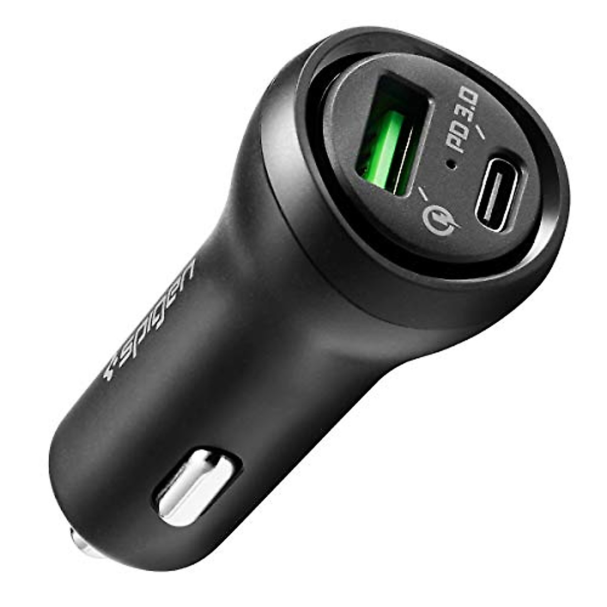 Spigen USB C Car Charger, 45W Dual Port Car Charger Fast Charge (PD Charging 27W + Quick Charge 18W) Type C Car Adapter for iPhone 13 Pro Max 13 Mini 12 11 iPad Galaxy S21 Ultra S20 FE Note 20 Plus