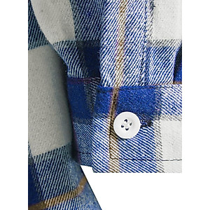 JMIERR Mens Flannel Hoodie Plaid Shirt Jackets Casual Button Down Long Sleeve Lightweight Shirts,US 46 (XL),0Sky Blue