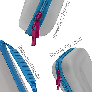 Orzly Case for Nintendo Switch Lite - Portable Travel Carry Case with Storage for Switch Lite Games and Accessories [Grey/Blue with a Tint of Pink Special Edition]