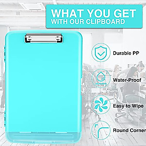 Sooez Clip Boards 8.5x11 with Storage, High Capacity Storage Clipboard, Nursing Clipboard Folder with Pen Holder, Heavy Duty Plastic Clipboard with Low Profile Clip, Clipboard Binder for Teacher, Work