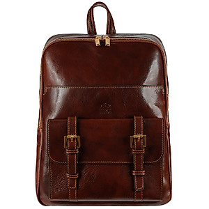 Time Resistance Leather Backpack Vintage Rucksack Purse for Laptop up to 15in Brown Book Bag