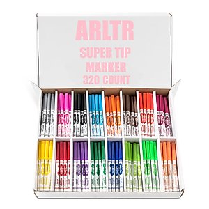 ARLTR Washable Markers Bulk, Bulk Pack of 320 in 16 Vibrant Colors with Super Tip - Perfect for Kids' Classrooms & Teachers