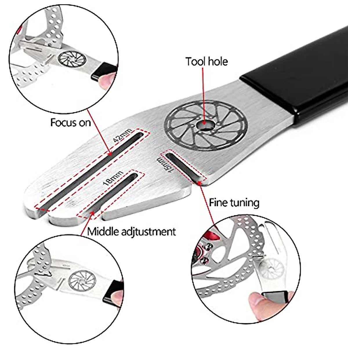 7Pcs Bike Disc Brake Correction Wrench Bicycle Brake Alignment Truing Tool with Disc Brake Pads for Road Bike