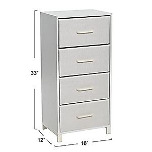 Household Essentials White 4 Drawer Bed Side Table