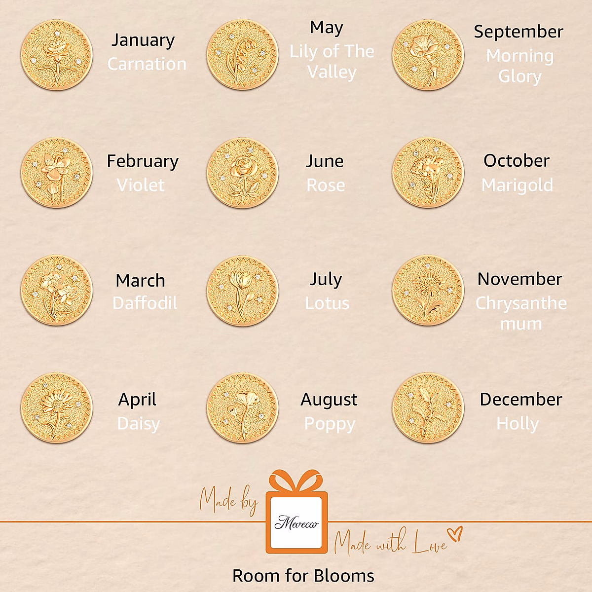 MEVECCO Gold Birth Flower Coin Necklace for Women Paperclip Chain Choker Layered Set Embossed Disc March Daffodil Pendent 18K Gold Plated Dainty Satellite Chain Birthday Jewelry for Her