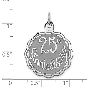 IceCarats 925 Sterling Silver 25th Anniversary Disc Necklace Charm Pendant Only