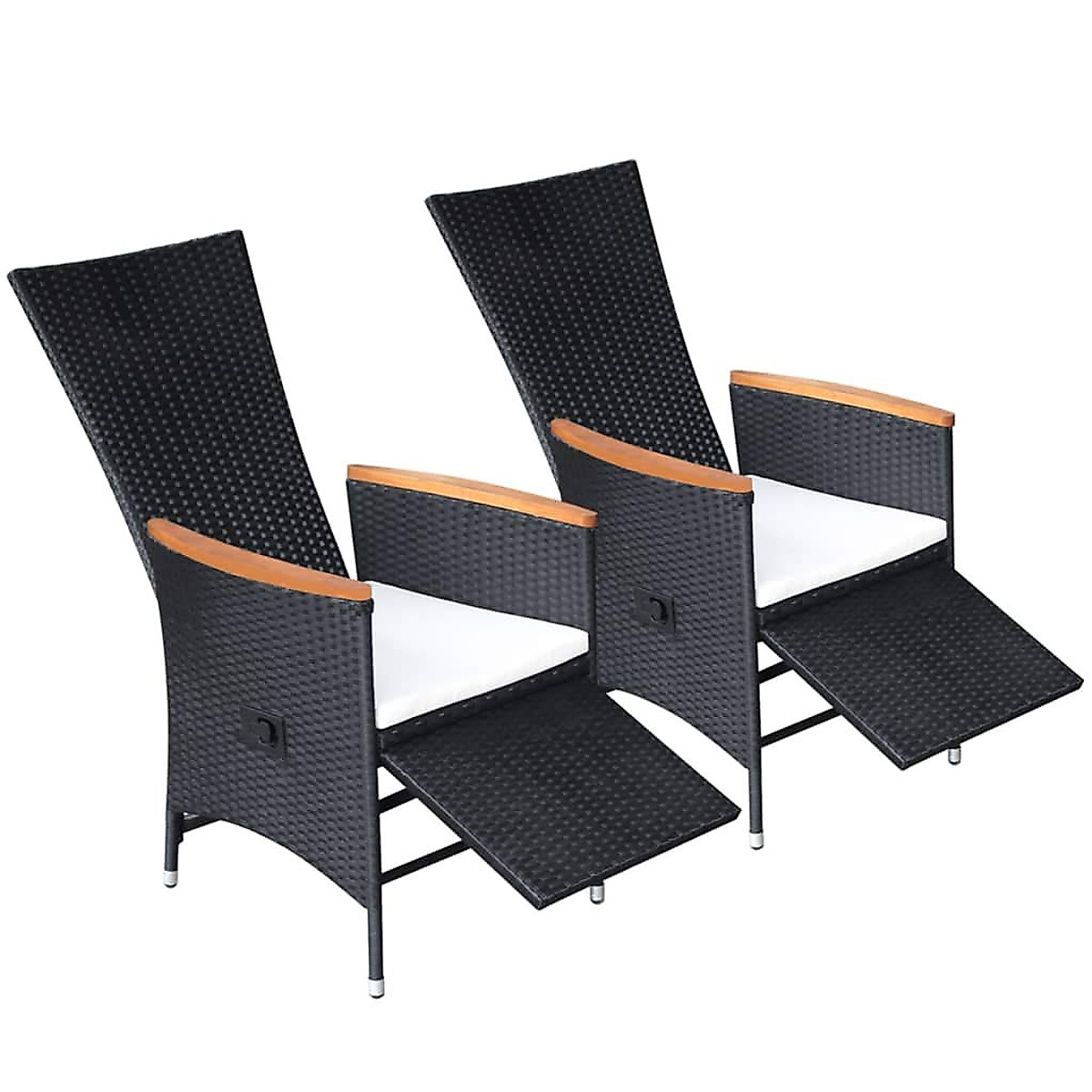 UTSRABFA Conversation Furniture Set Patio Dining Chair Outdoor Club Chair Reclining Patio Chairs 2 pcs with Cushions Poly Rattan Blackfor Garden,Backyard, Lawn, Porch, Poolside