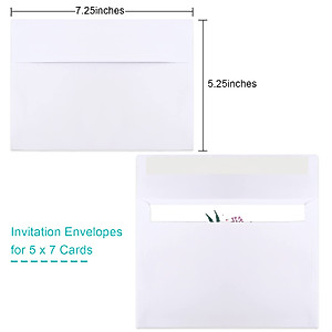 50 Packs 5x7 Envelopes, White A7 Envelopes, 5x7 Envelopes for Invitations, Printable Invitation Envelopes, Envelopes Self Seal for Weddings, Invitations, Photos, Postcards, Greeting Cards, Mailing
