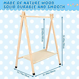Queekay Kids Clothing Rack Kids Garment Rack for Pets Dolls Baby Dress up Storage Wooden Clothes Organizer with Storage Shelf Hanger Rack（Beige, Large）