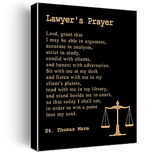 Inspirational Canvas Wall Art Motivational Lawyer's Prayer Quote Canvas Print Positive Painting Office Home Wall Decor Framed Lawyers Gift 12x15 Inch