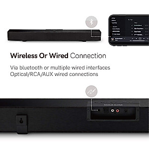 atune analog TV Wired Wireless Sound Bar, Bluetooth 5.0 Soundbar with Wireless Subwoofer, Compatible with 2.1 Channel Dolby Digital - 30In