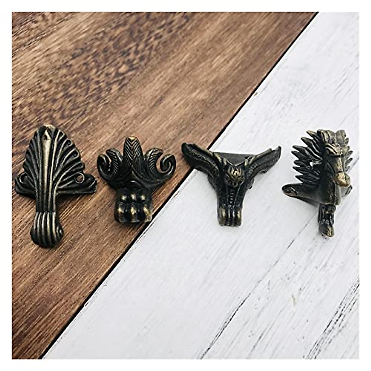 Household Furniture Hardware Hinges 1 Piece Of Vintage 3-color Jewelry Box Gift Box Wooden Box Corner Protector Foot Leg Spiritual Support Bracket DIY Craft Wooden Box (Color : 22)