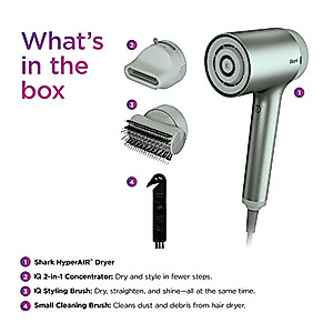 Shark HD112GNBRN HyperAIR Fast-Drying Hair Blow Dryer with IQ 2-in-1 Concentrator and Styling Attachments, Auto Presets, Rotatable Hot Air Brush, No Heat Damage, Ionic, Matcha