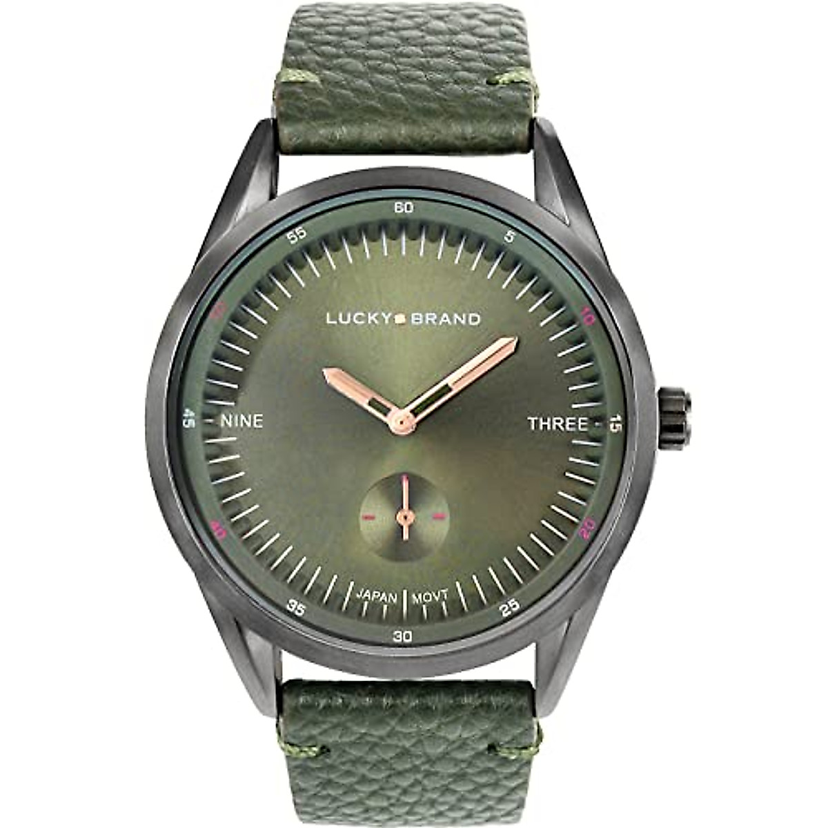 Lucky Brand Mens Watches Set Rudd Minimalist Stainless Steel Modern Aviator Quartz Japan Movement Waterproof Analog Watches (Olive)