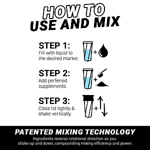 HELIMIX 1.5 Vortex Blender Shaker Bottle Holds Upto 20oz | No Blending Ball or Whisk | USA Made | Portable Pre Workout Whey Protein Drink Shaker Cup | Mixes Cocktails Smoothies Shakes | Top Rack Safe