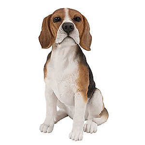 Realistic Life Size Beagle Statue Detail Sculpture Glass Eyes Hand Painted Resin 14 inch Figurine Home Decor Amazing Likeness
