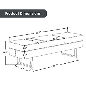 BarberPub Waiting Room Chairs, Heavy Duty Office Guest Reception Bench, Faux Leather Upholstered Lobby Chairs for Salon, Conference Room 7008 (Dark Grey)