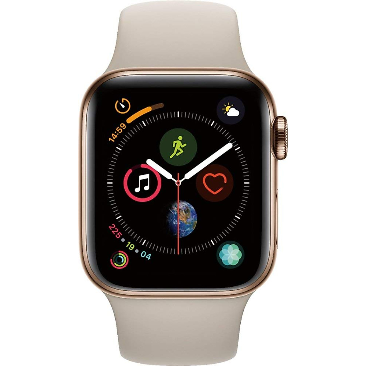 Apple Watch Series 4 (GPS + Cellular, 40MM) - Gold Stainless Steel Case with Stone Sport Band (Renewed)