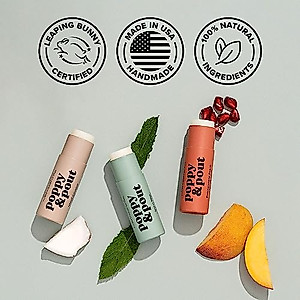 Poppy & Pout Sweet Mint Jumbo Lip Balm | All Natural Lip Balms & Moisturizers | Hydrates with Beeswax, Vitamin E, Organic Coconut Oil | Cruelty-Free | Lip Balm in Recyclable Cardboard Tube