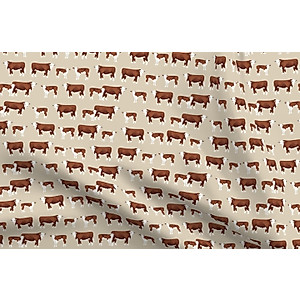 Spoonflower Fabric - Hereford Cattle Calf Farm Cow Cows Animals Sand Country Pet Portrait Printed on Petal Signature Cotton Fabric by The Yard - Sewing Quilting Apparel Crafts Decor