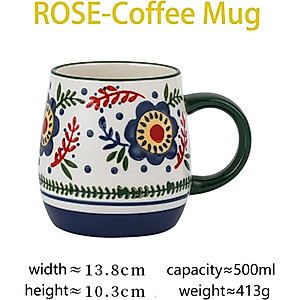 Fuscrip Large Coffee Mug,16oz Ceramic Mugs with Big Handle,Porcelain Mugs for Water,Cocoa, Iced Tea or Coffee,Dishwasher and Microwave Safe,Scandinavian Design Christmas Gift for Woman/Men (Red)