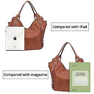JOYSON Women Handbags Hobo Shoulder Bags Tote PU Leather Handbags Fashion Large Capacity Bags Brown 1