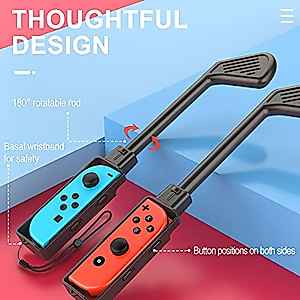 TiMOVO Golf Clubs Compatible with Nintendo Switch Mario Golf: Super Rush Game/Switch Sports, 2 Pack Golf Handle with Hand Strap Game Accessories Golf Grips Fit Switch/Switch OLED Controller, Black
