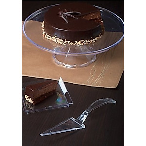 12 Pack Clear Plastic Cake Servers Dessert Servers 10 inch cake slicer Pizza Pie Server Cake Knife or Disposable Cake Cutter Plastic Spatula For Serving Platter Kitchen Knife