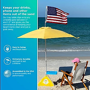 BEACHBUB Tray Table System - Beach Umbrella Tray Table with 4 Cup Holders - Beach Trip Must Haves Table for Vacation - Easy Clip on & Clip Off Outdoor Tray Table, Pool Umbrella Table and Beach Table