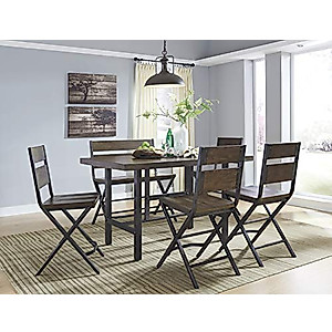 Signature Design by Ashley Kavara Modern Industrial Counter Height Dining Room Table, Medium Brown