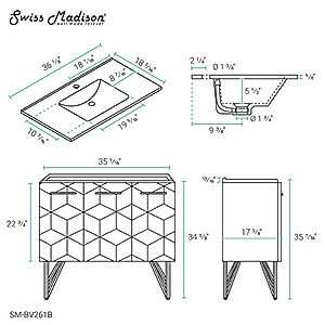 Swiss Madison Well Made Forever Annecy Bathroom Vanity, 35.05 x 35.95 x 41.85, Phantom 36
