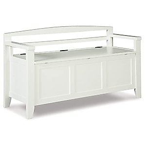 Signature Design by Ashley Charvanna Farmhouse Wood Storage Bench with Lift Top, White