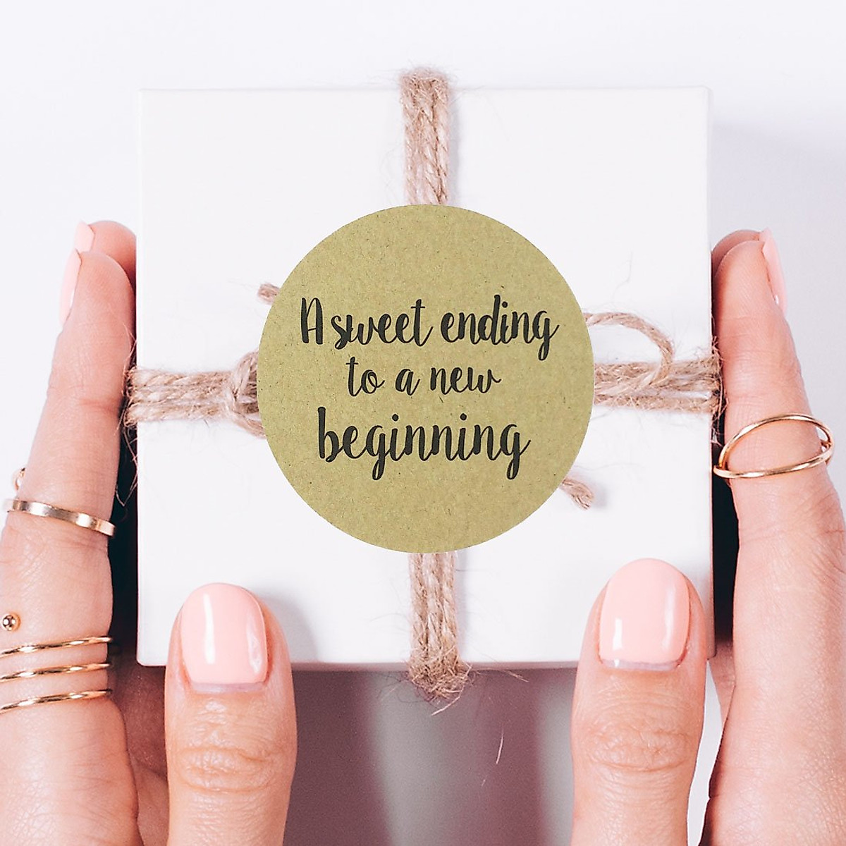 80-2" Kraft a Sweet Ending to a New Beginning Stickers, Wedding Favor Sticker Labels