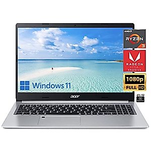 2022 Premium Acer Aspire 5 Slim Laptop, 15.6" FHD IPS, Quad-Core AMD Ryzen 3 3350U Processor(Upto 3.5GHz), 8GB DDR4 RAM, 128GB SSD,WiFi 6,Backlit KB, Fingerprint Reader,Windows 11 S+HubxcelAccessories