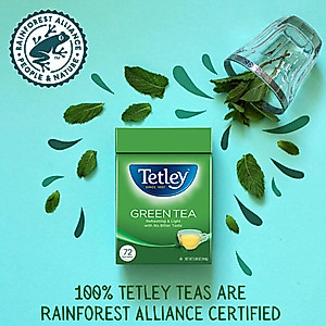 Tetley Natural Decaf Green Tea, Decaffinated Tea, 72 Teabags (Pack of 6), Rainforest Alliance Certified