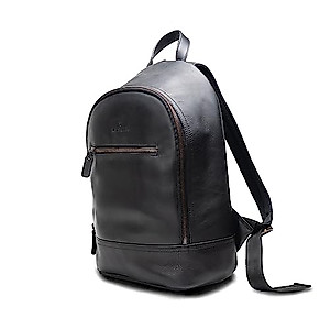 WESLEATH Premium Leather Backpack | Slim Computer Rucksack for Work & Travel - Full Grain Leather Shoulder Daypacks For Men Hand-Detailed In Black