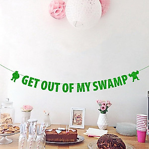 Get out of my Swamp Bunting Banner, Shrek Theme Birthday Party Decor, Funny Housewarming Party Decorations, Shrek Themed Party, Green Glitter