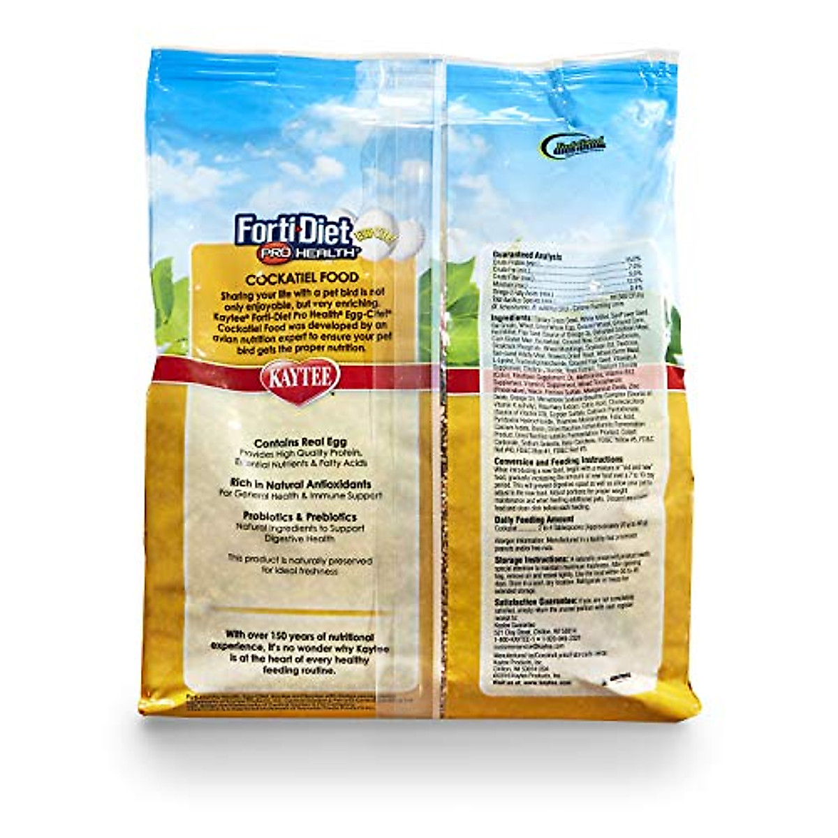 Kaytee Forti-Diet Egg-Cite Pet Bird Food For Cockatiels, 5 Pound