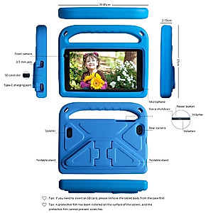 GOODTEL Kids Tablet Android 7 inch for Kids with 128GB Extended Memory, Installed Parental Control Mode Puzzle Game IPS HD Display, Toddler Tablet with Shock-Proof Case, Great Gift - Blue