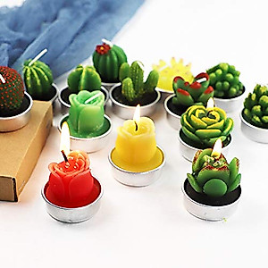 24PCS Cactus Tealight Candles Set, FULANDL Handmade Delicate Succulent Cactus Tealight Candles, Artificial Succulent Plants Candles for Party, Festival, Birthday, Wedding, Home Decor