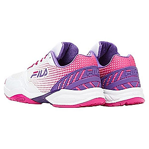 Fila Women’s Volley Zone Pickleball Shoes, White/Pink Glo/Electric Purple (US Women's Size 10)