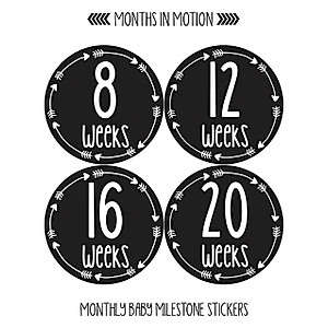 Months in Motion Pregnancy Weekly Belly Growth Stickers - Baby Bump Belly Stickers - Maternity Week Sticker - Pregnant Expecting Photo Prop Keepsake - Expectant Mom Gift - Arrows