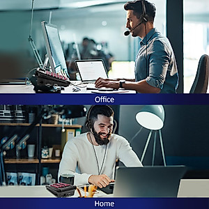 AGPtEK Upgraded Call Center Phone, Corded Telephone with Binaural Headset & Dialpad for House Call Center Office - Noise Cancellation