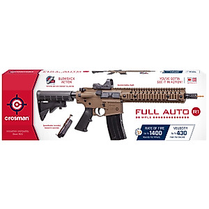 Crosman CFAR1X Full Auto R1 CO2-Powered BB Air Rifle And Red Dot Sight, Black/FDE