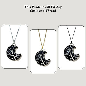 Orgonite Shop Black Obsidian Moon Pendant Necklace, Feng Shui Black Obsidian Wealth Necklace Chakra Jewelry For Women, Self-Healing Handmade Black Obsidian Crystal Gemstone Necklace For Men