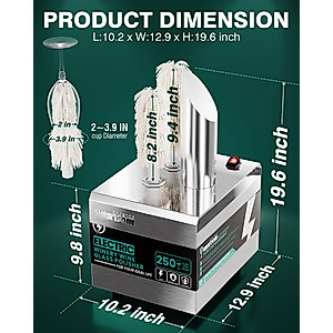 WantJoin Wine Glass Polisher Machine - 2 Brushes 250 Cups/Hour Commercial Electric Automatic Dryer with 304 Stainless Steel, 100% Cotton, 1150W High Power, 140°F Air Drying for Bar Restaurant Kitchen
