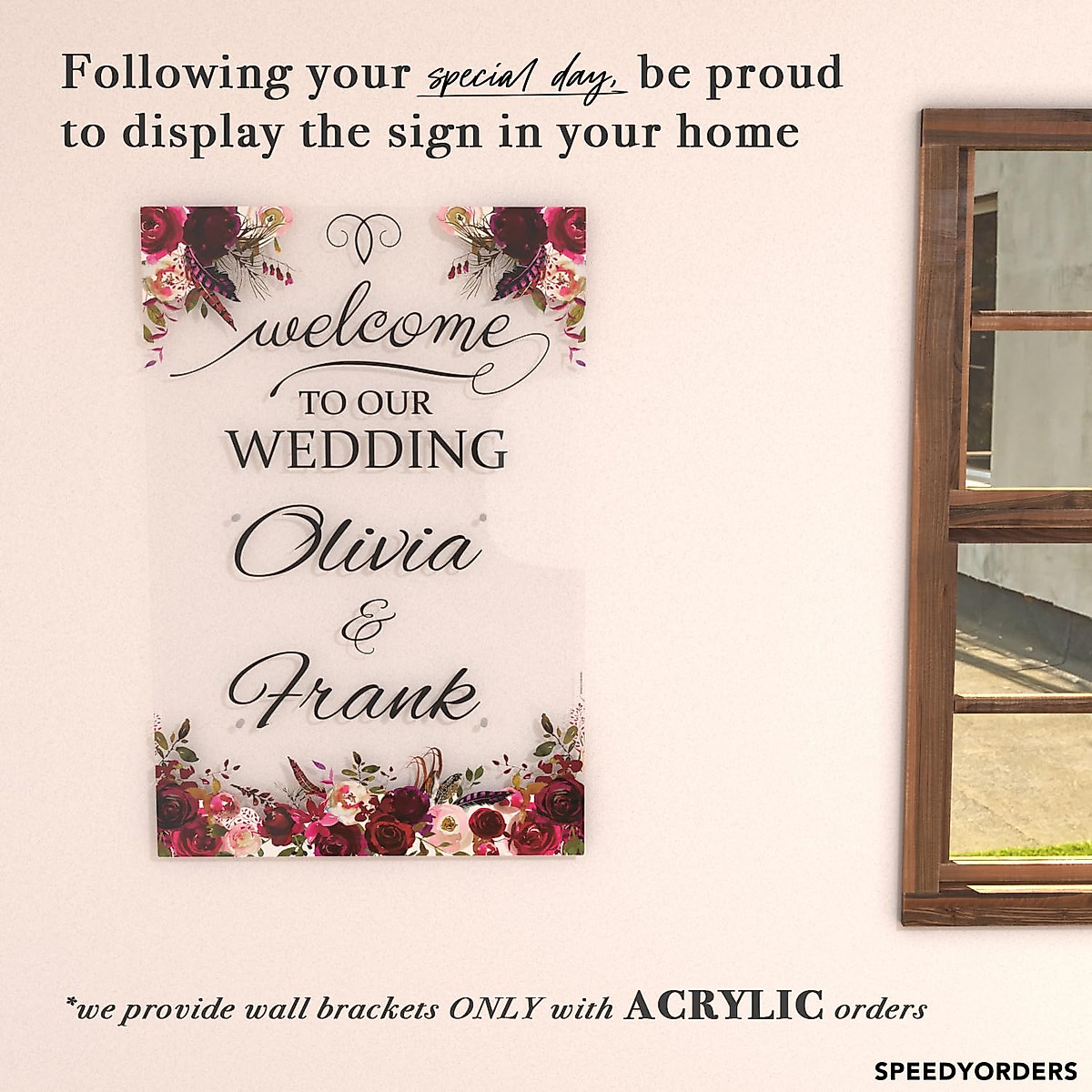 Roses Themed Wedding Sign - Wedding Welcome Sign - Wedding Reception Poster - Wedding Signs For Ceremony