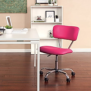 OSP Home Furnishings Vista Faux Leather Seat and Back Task Chair with Chrome Accents, Pink