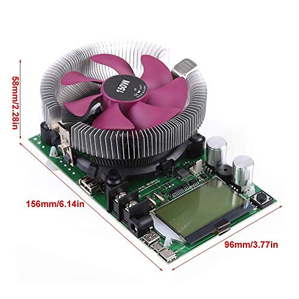 Electronic Load Tester, 150W 200V 20A USB Load Tester, Adjustable Constant Current Electronic Load Battery Capacity Tester Module