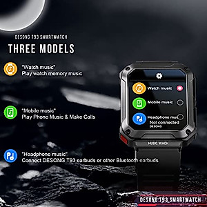 Desong Smart Watch with Earbuds,Watch Buds Smartwatch,3 in 1 Smart Watch Buit-in 4GB Memory,1.96" Smartwatches(Call Receive/Dial),Waterproof,Recording,Sleep Monitor,Fitness Tracker for iOS Android